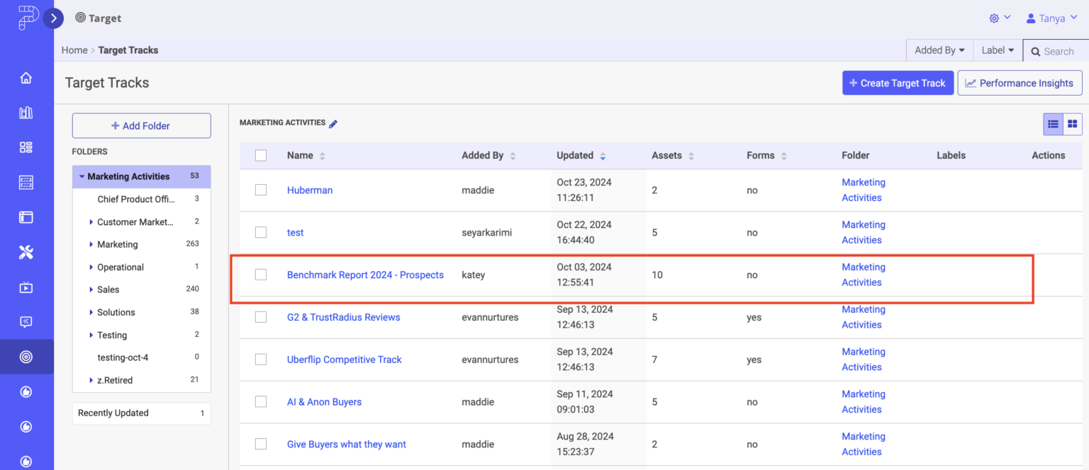 How to Access Reporting and Analytics for Target Tracks - PathFactory