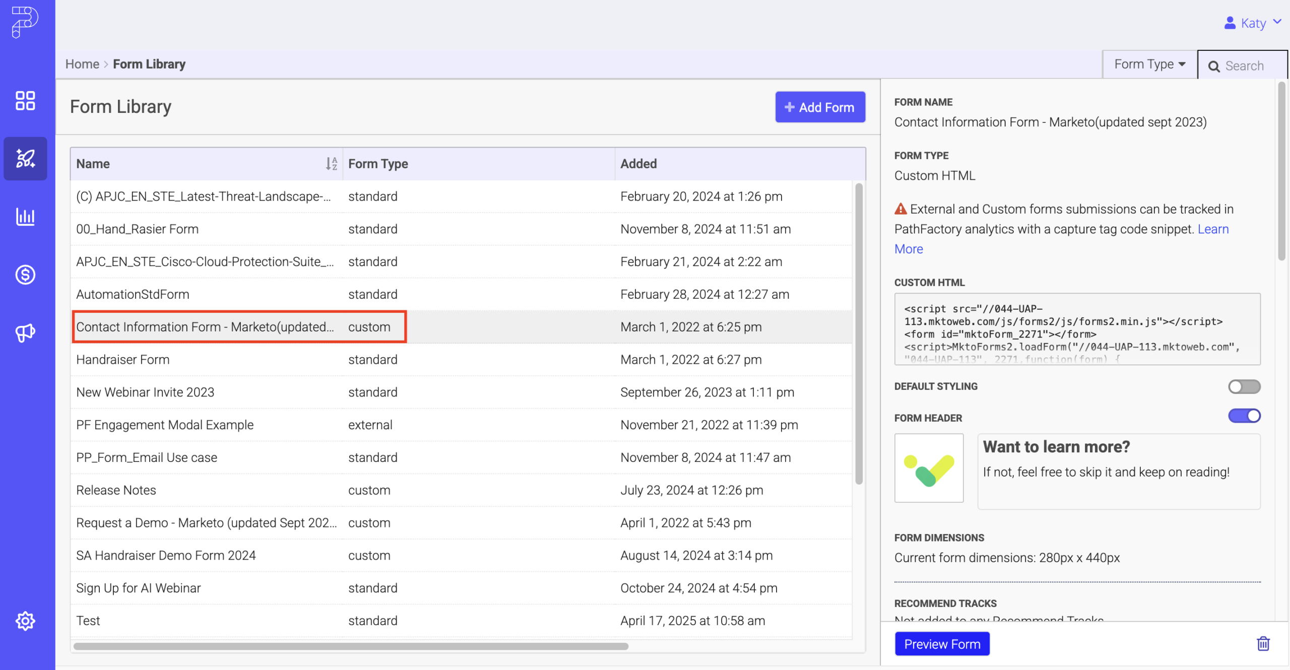 Adding Forms and Managing the Forms Library - PathFactory