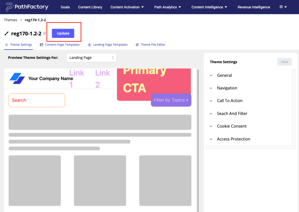 How to Update Theme File Versions in Templated Experiences - PathFactory