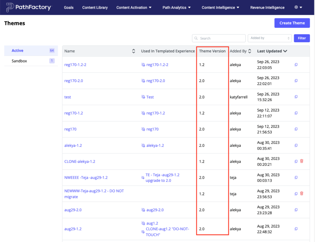 How to Update Theme File Versions in Templated Experiences - PathFactory