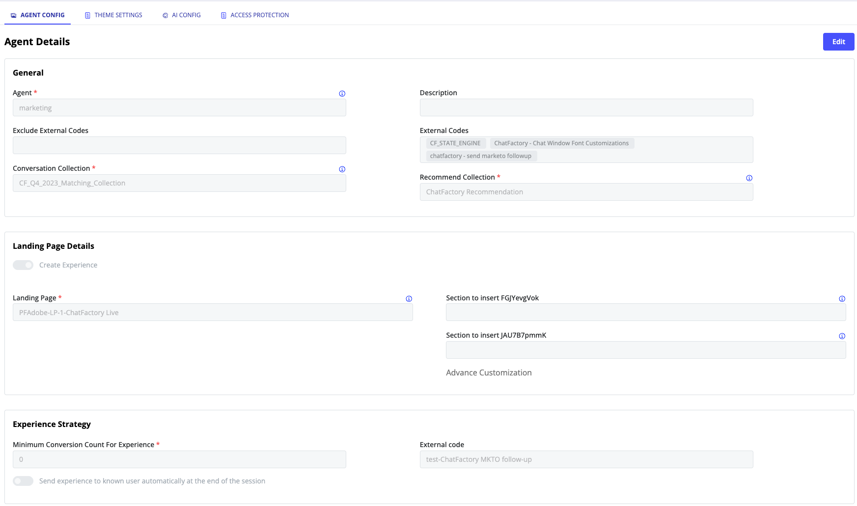 ChatFactory Agent Configuration - PathFactory